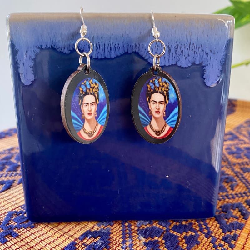 Frida Kahlo Wooden Earrings - Balsa Wood - Made in Mexico – Colours of ...