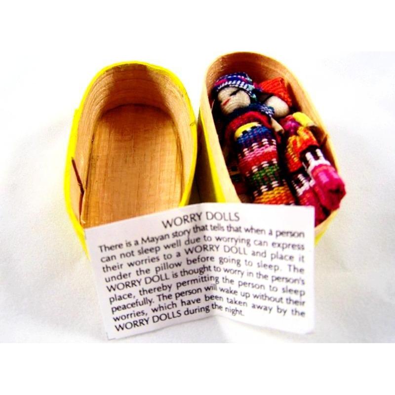 Four Large Worry Dolls In A Traditional Wooden Box Guatemalan Worry ...