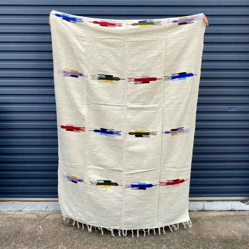 Mexican Yoga Rug: Thunderbird Blue Yoga Blanket Picnic Made in Mexico ...